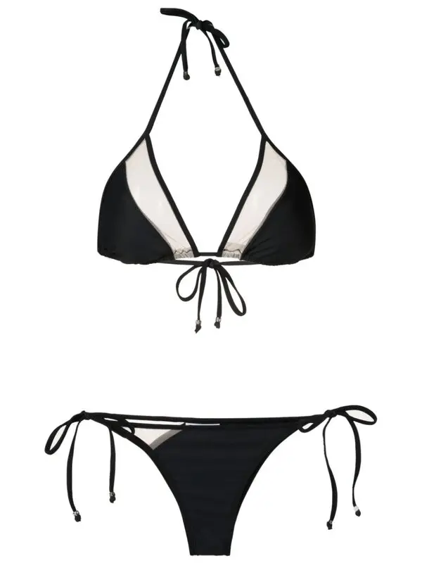 AMIR SLAMA Sheer-panels Triangle Bikini - Black