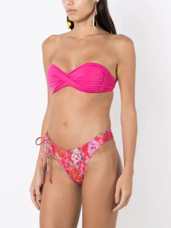 AMIR SLAMA Twist-detail Strapless Bikini Top - Pink
