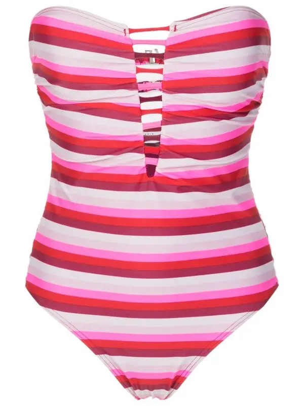 AMIR SLAMA Striped Strapless Swimsuit - Pink