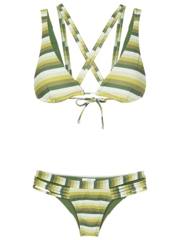 AMIR SLAMA Striped Strappy Bikini - Green
