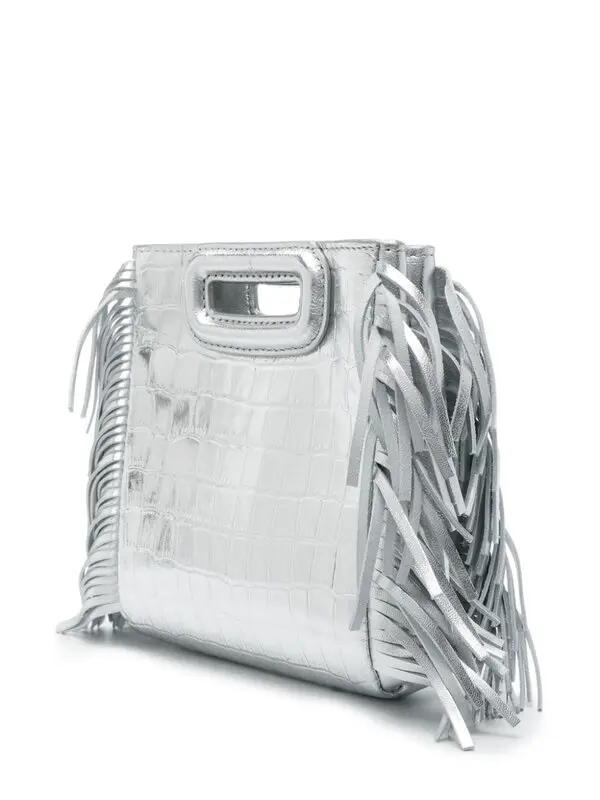 Maje Crocodile-embossed Mini Tote Bag - Silver