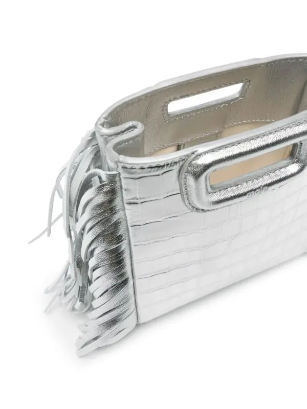 Maje Crocodile-embossed Mini Tote Bag - Silver