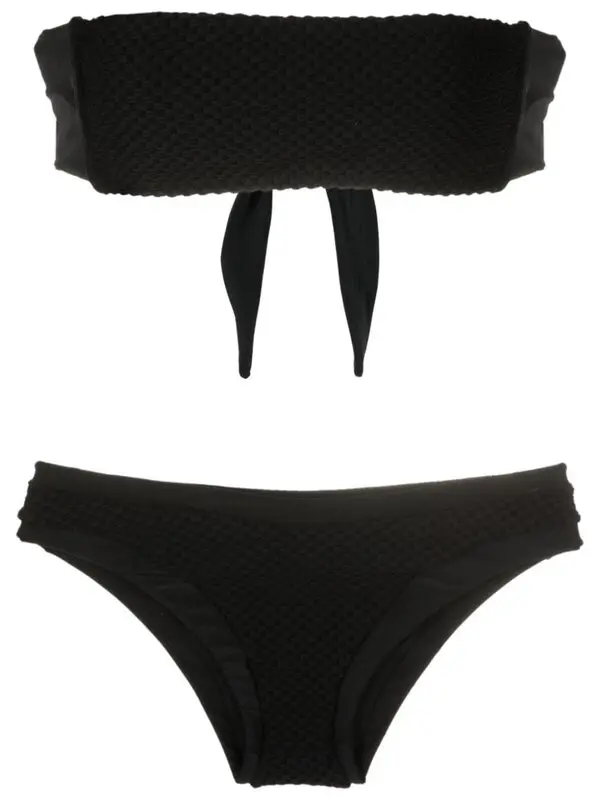 AMIR SLAMA Textured Bandeau Bikini - Black