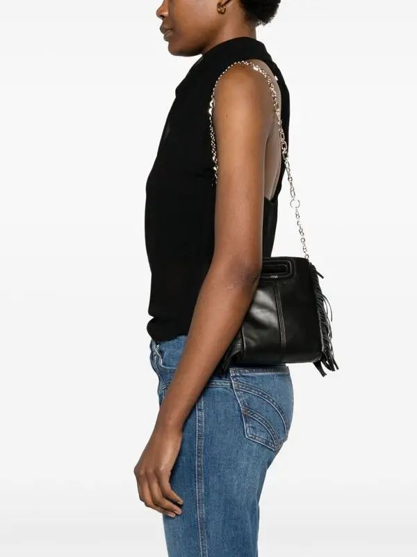 Maje Mini Tote Bag With Fringe Detail - Black