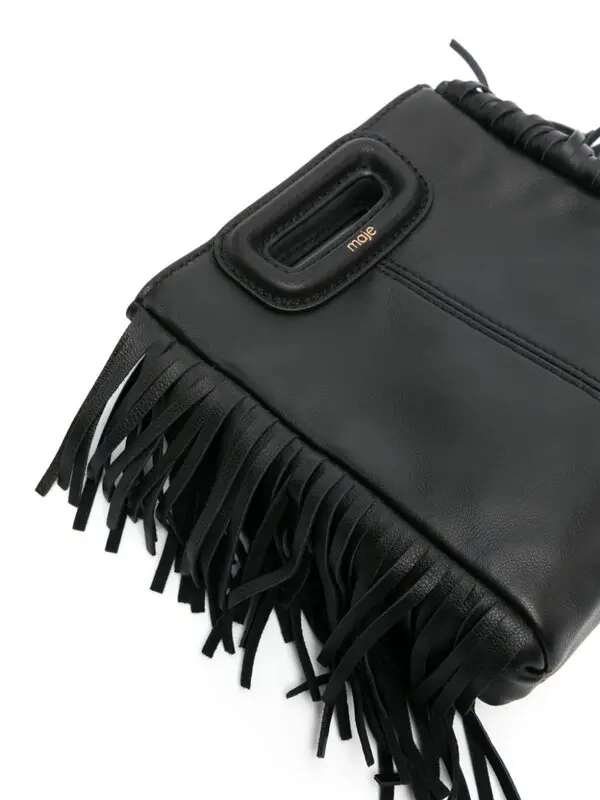 Maje Mini Tote Bag With Fringe Detail - Black