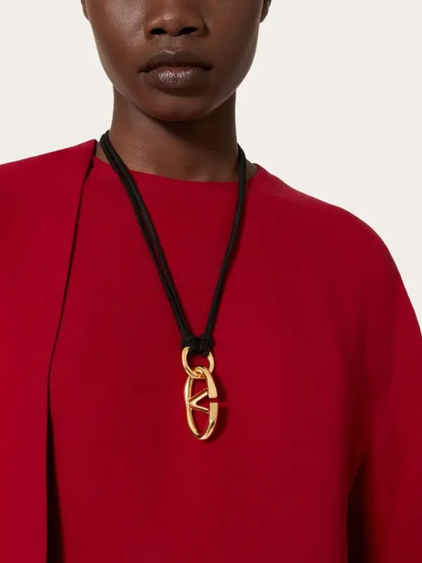 Valentino Garavani Vlogo Rope Necklace - Black