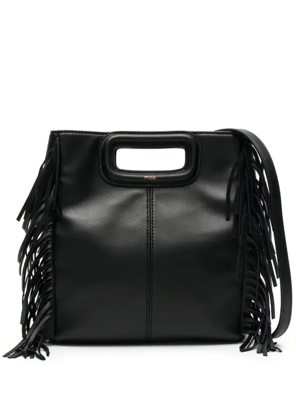 Maje Leather Fringe Tote Bag - Black