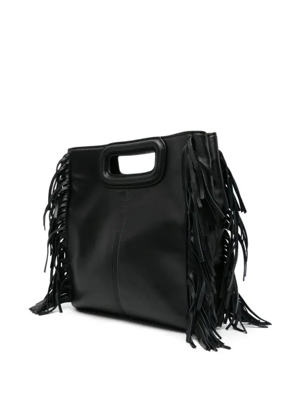 Maje Leather Fringe Tote Bag - Black