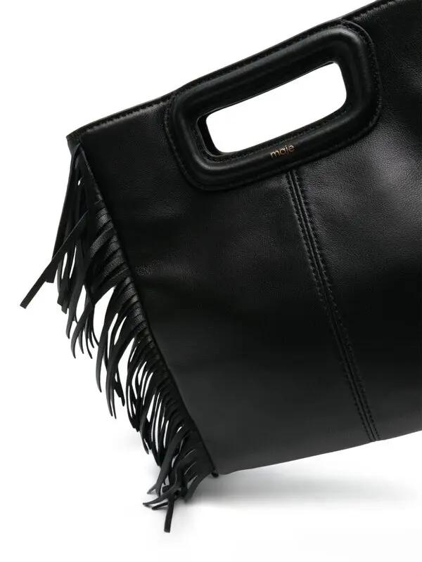 Maje Leather Fringe Tote Bag - Black