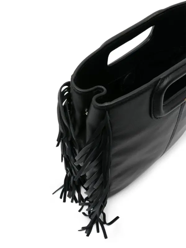 Maje Leather Fringe Tote Bag - Black