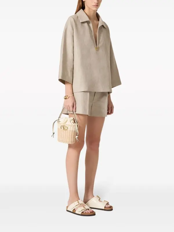 Valentino Garavani Linen Canvas Bermuda Shorts - Neutrals