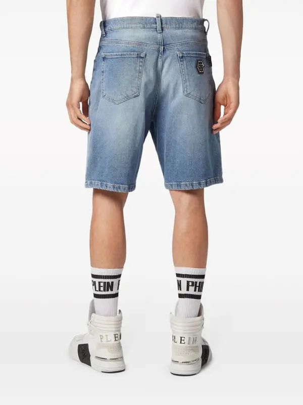 Philipp Plein Logo Denim Shorts