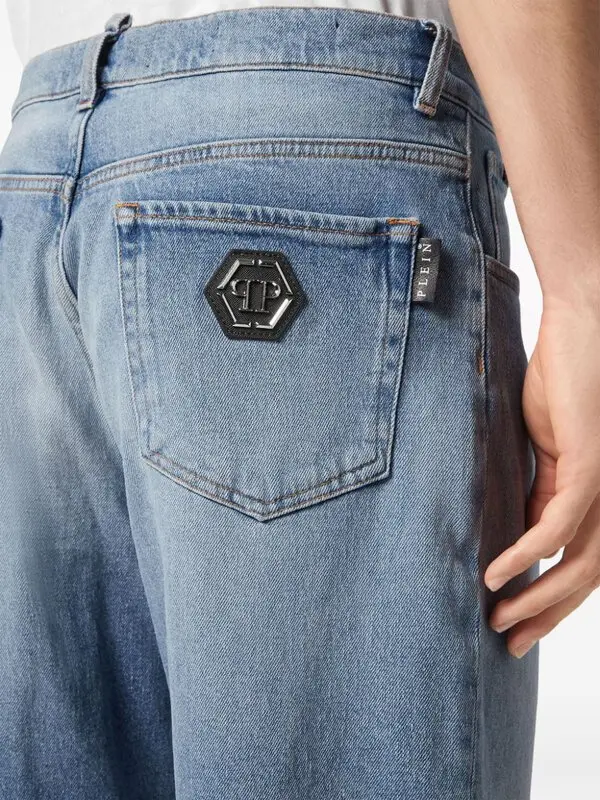 Philipp Plein Logo Denim Shorts