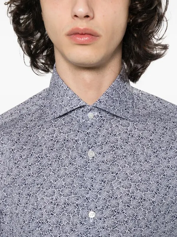 BARBA NAPOLI Floral-print Cotton Shirt