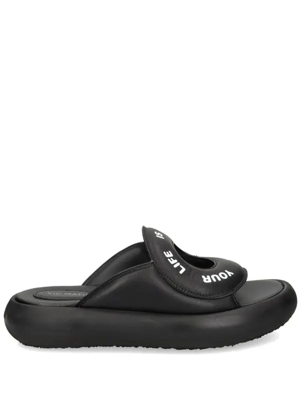 VIC MATIE Slogan-print Leather Slides