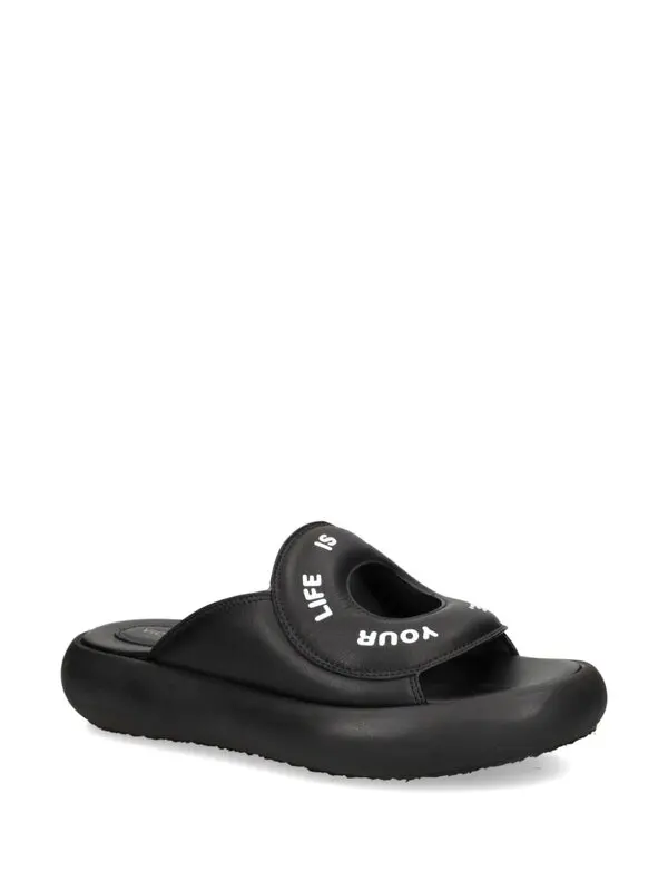 VIC MATIE Slogan-print Leather Slides