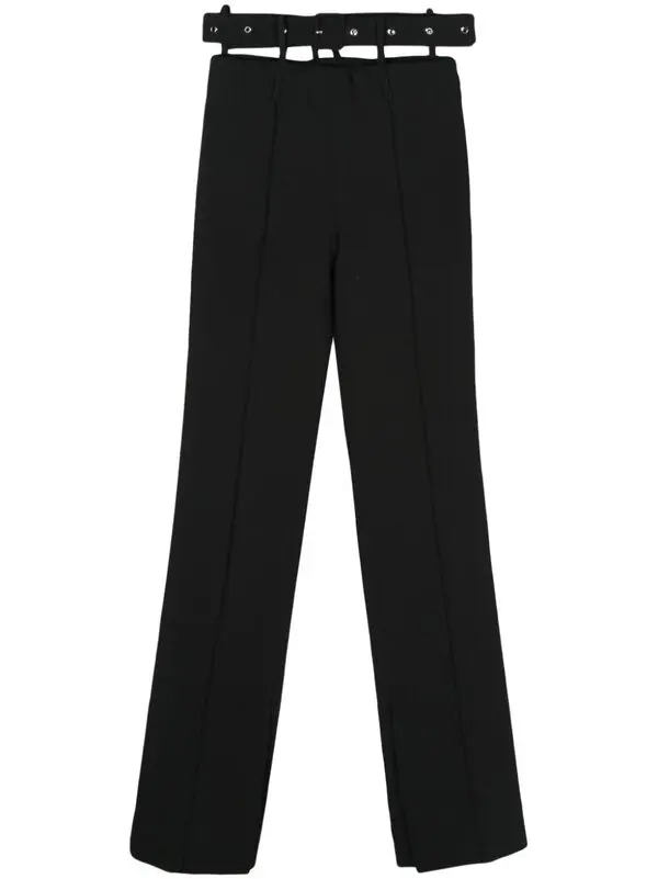 Rokh Belted Straight Trousers - Black