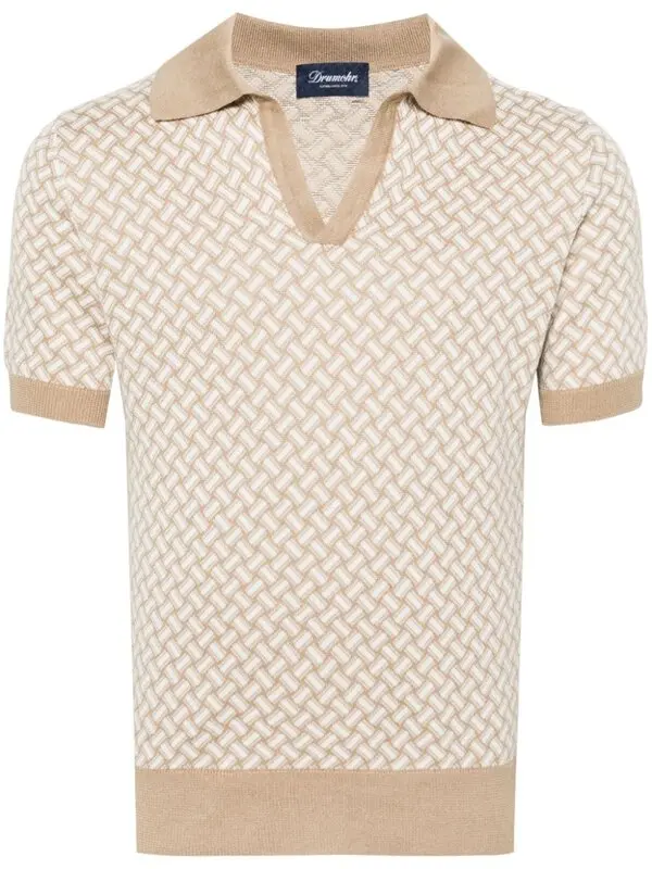 DRUMOHR Intarsia-knit Polo Jumper - Neutrals