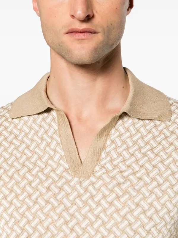 DRUMOHR Intarsia-knit Polo Jumper - Neutrals