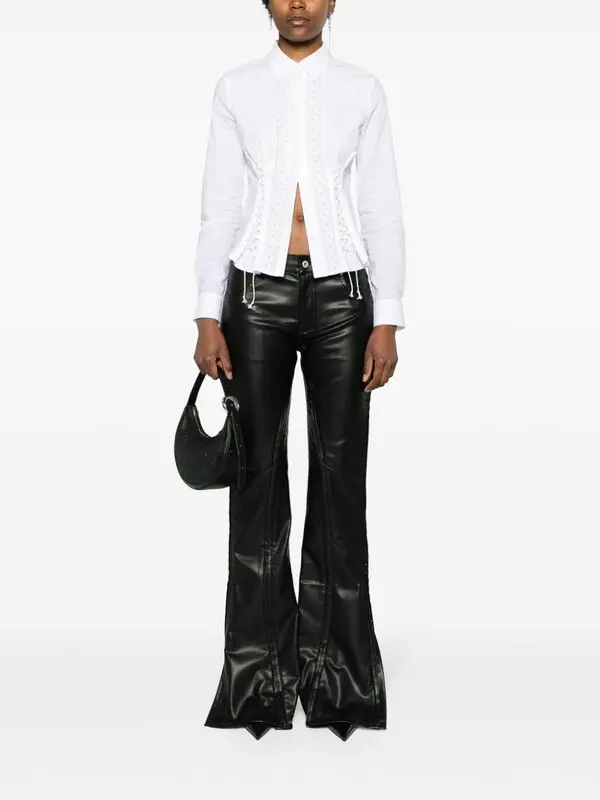 MARINE SERRE Cotton Poplin Corset Shirt With Lace Trim - White