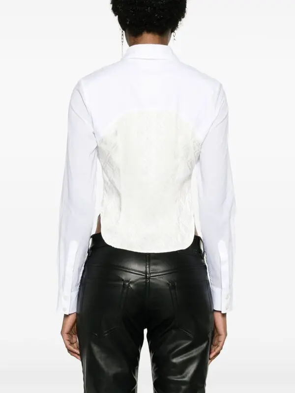 MARINE SERRE Cotton Poplin Corset Shirt With Lace Trim - White