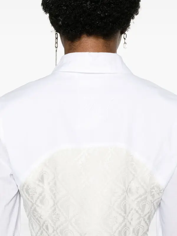MARINE SERRE Cotton Poplin Corset Shirt With Lace Trim - White