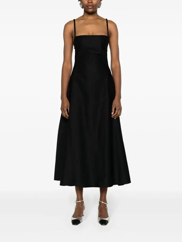molly goddard black dress MOLLY GODDARD Laura ruffled cotton midi dress