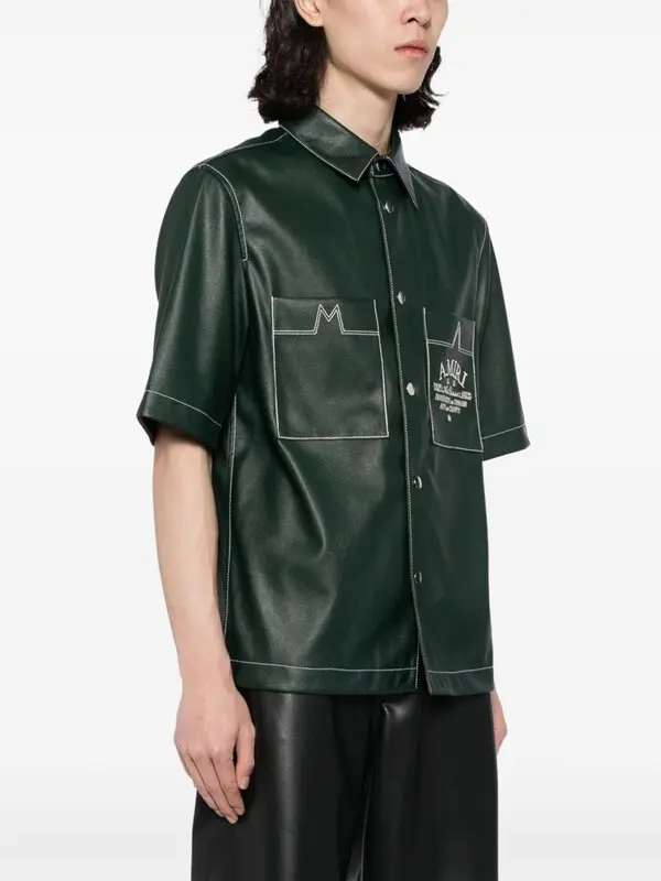 Amiri Arts District Faux-Leather Shirt In Green - 42% Off