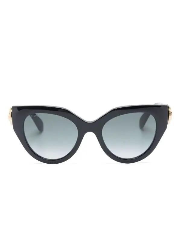 Gucci Logo-plaque Cat-eye Sunglasses - Black