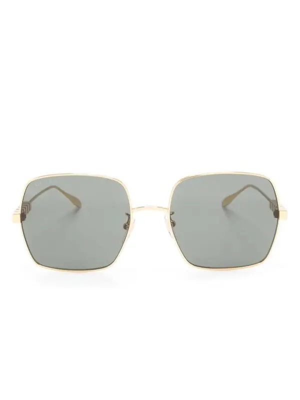 Gucci Logo-lettering Square-frame Sunglasses - Gold