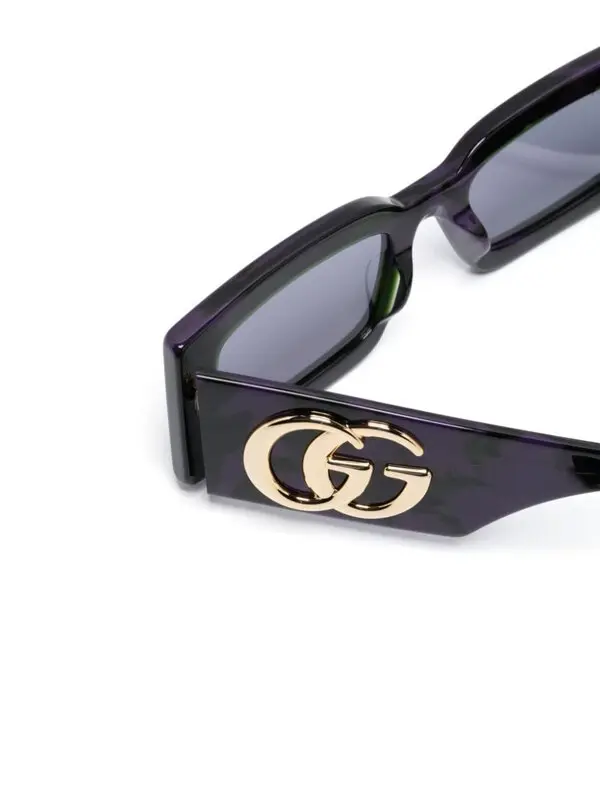 Gucci Logo-plaque Rectangle Sunglasses - Purple