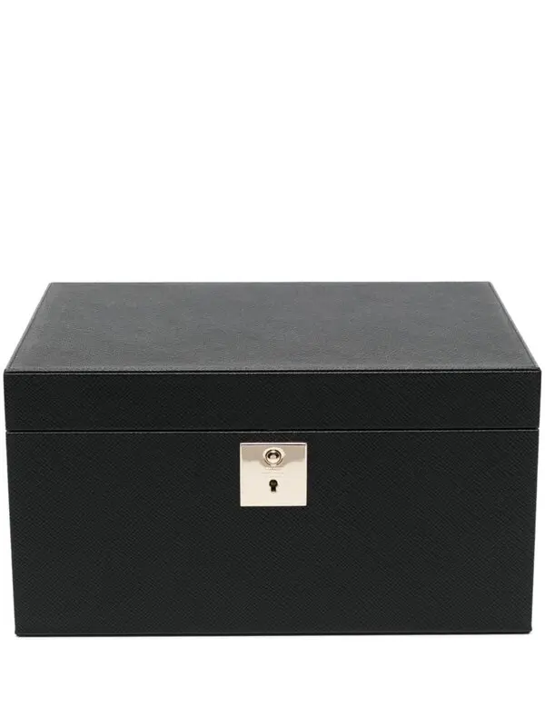 Smythson Panama Textured-leather Jewellery Box - Black