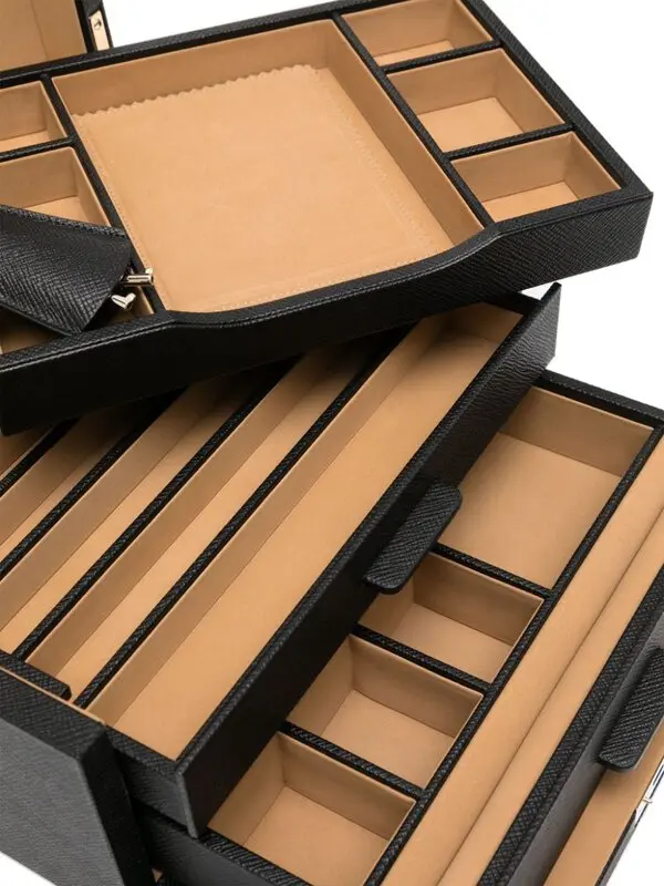 Smythson Panama Textured-leather Jewellery Box