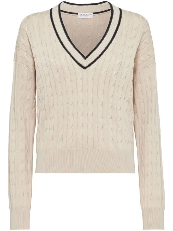 Brunello Cucinelli Cable-knit Cotton Jumper - Neutrals