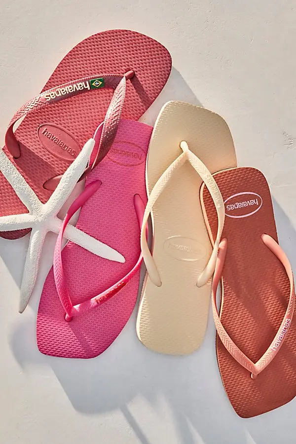 Havaianas Slim Square Flip Flops - Peach