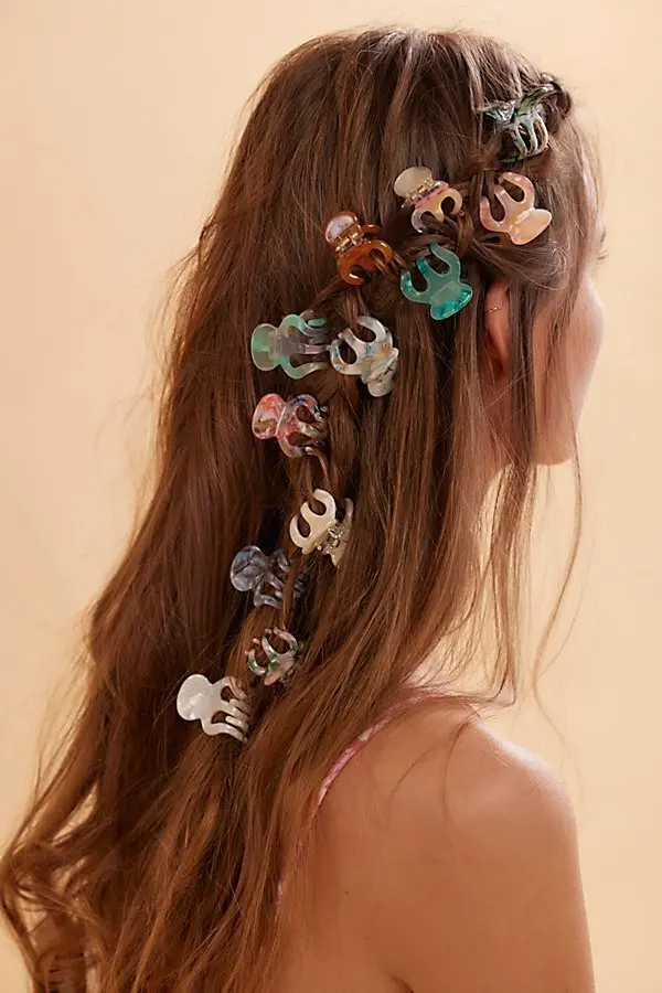 Free People Mini Octopus Claw Clip - Ivory Pink Clouds