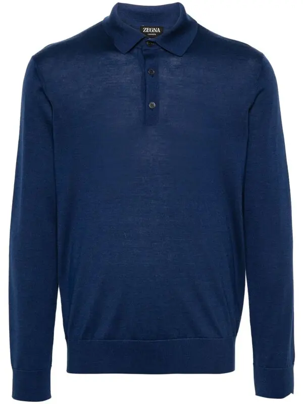 Zegna Fine-ribbed Polo Shirt - Blue