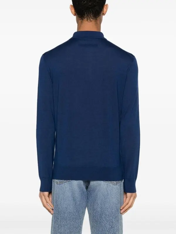 Zegna Fine-ribbed Polo Shirt - Blue
