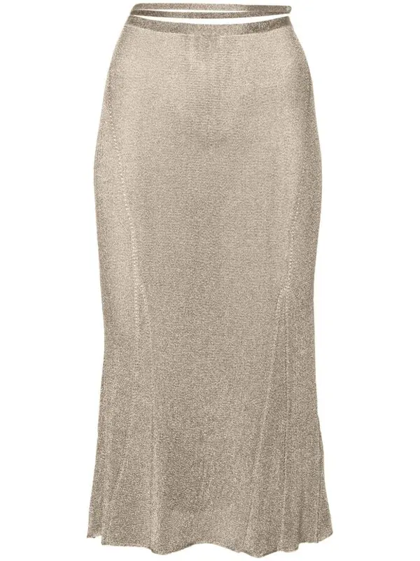 Jacquemus Le Brilho Lurex Midi Skirt - Gold