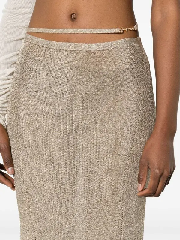 Jacquemus Le Brilho Lurex Midi Skirt - Gold
