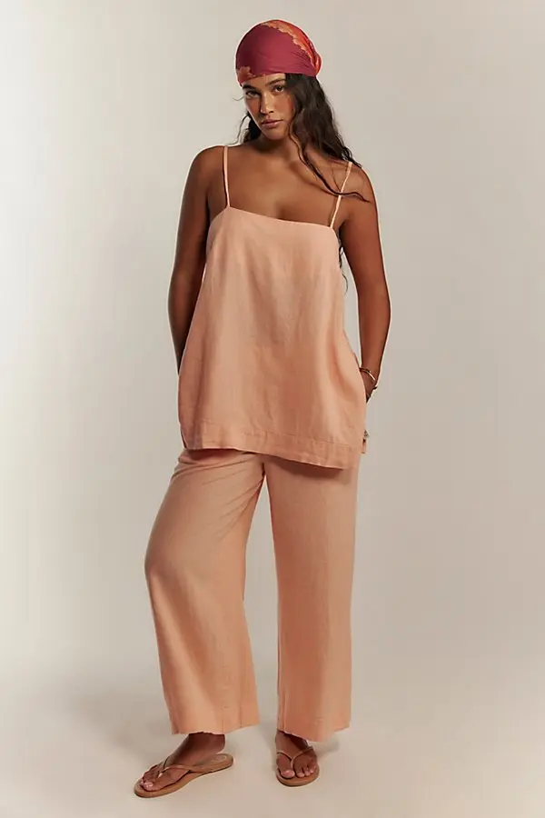 Free People Sightseer Linen Set - Honeyed Apricot