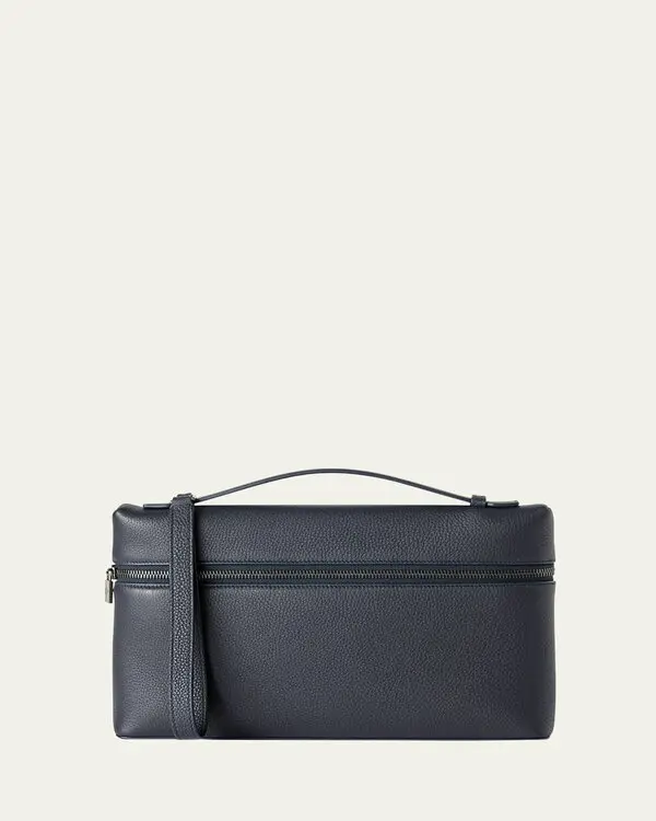 Loro Piana Grained Leather Pouch - Navy