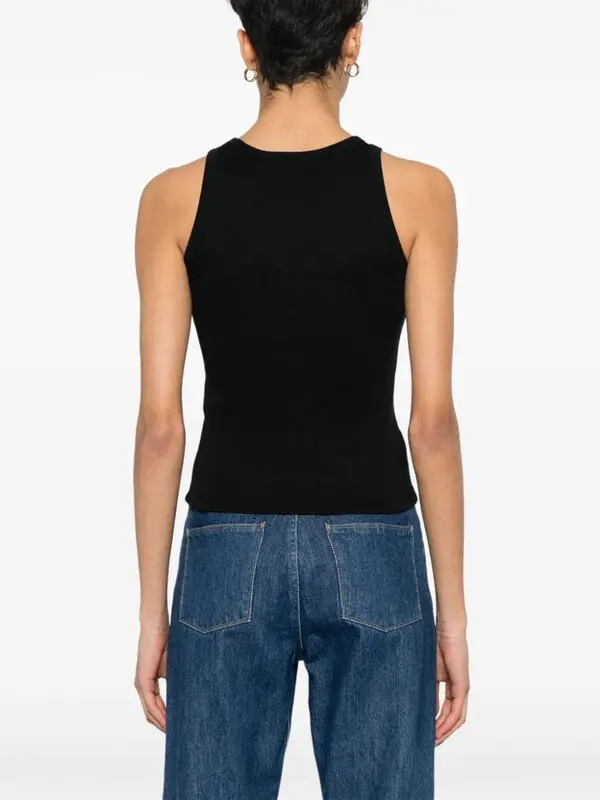 Sandro Logo-embroidered Ribbed Tank Top - Black
