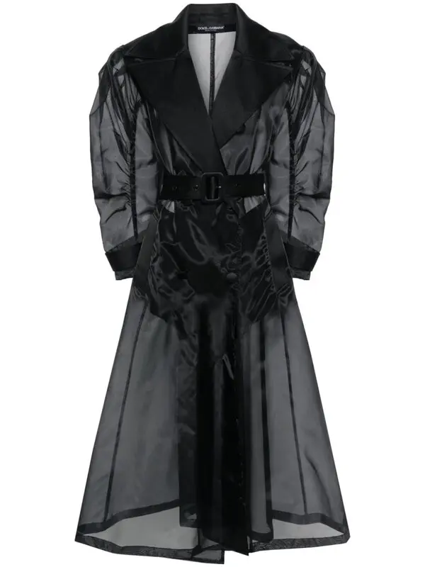 Dolce & Gabbana Long Double-breasted Organza Trench Coat