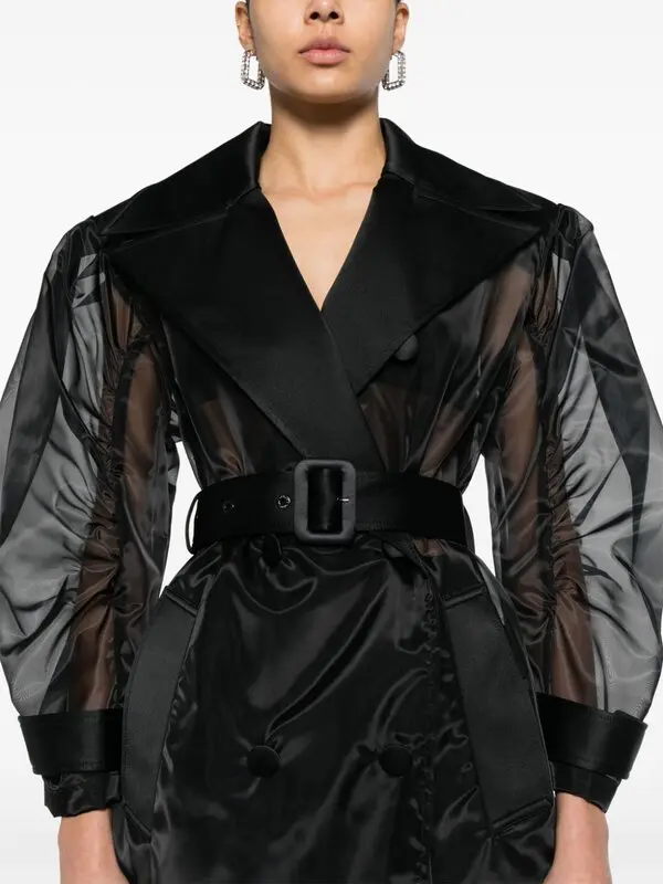 Dolce & Gabbana Long Double-breasted Organza Trench Coat