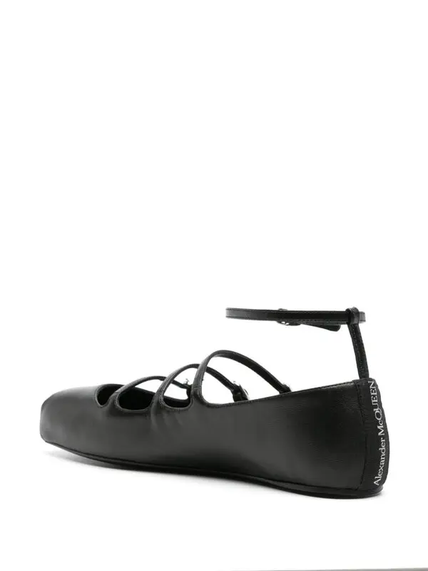 Alexander McQueen Buckled-straps Leather Ballerinas