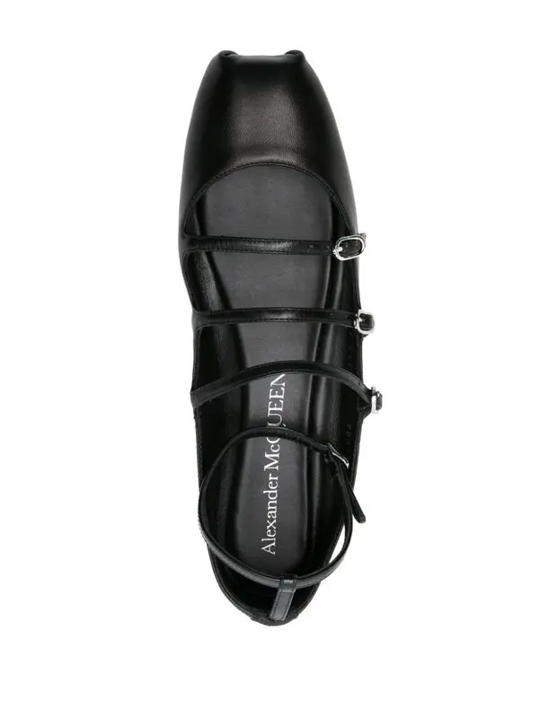 Alexander McQueen Buckled-straps Leather Ballerinas