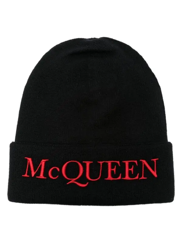 Alexander McQueen Logo-embroidered Cashmere Beanie - Black