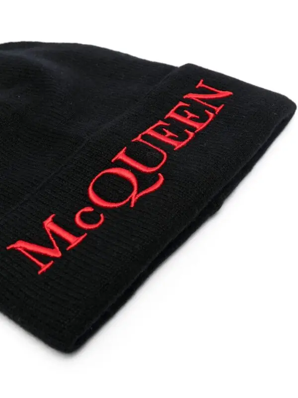 Alexander McQueen Logo-embroidered Cashmere Beanie - Black