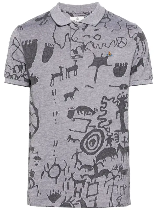 VIVIENNE WESTWOOD Graphic-print Polo Shirt - Grey